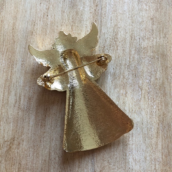 Jewelry | Vintage Gold Tone Enamel Angel Brooch | Poshmark